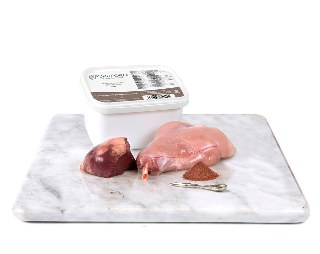KITTEN - Farmed Rabbit with Ground Bone & Ox Heart 450g – Perfectly Pawsome